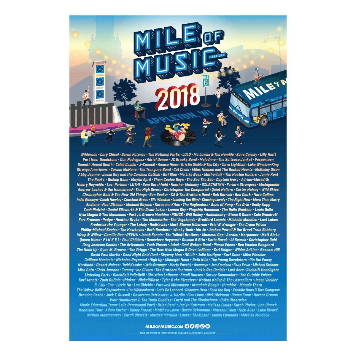 Mile 6 Lineup Poster | Mile of Music Festival Merchandise